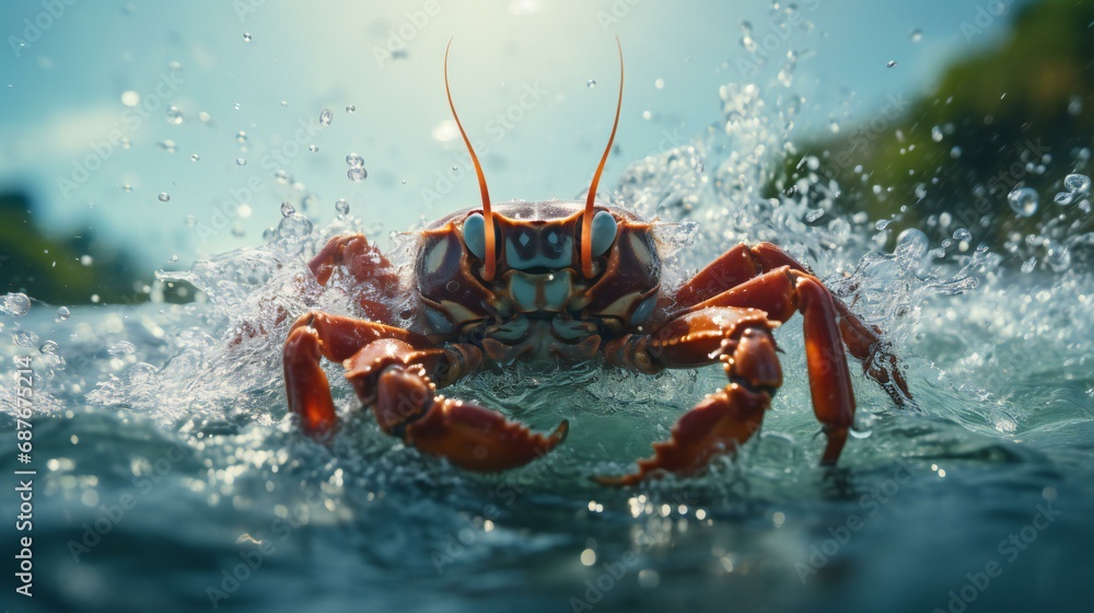 Sally Lightfoot Crab on the beach, a close-up view of this vibrant and ...