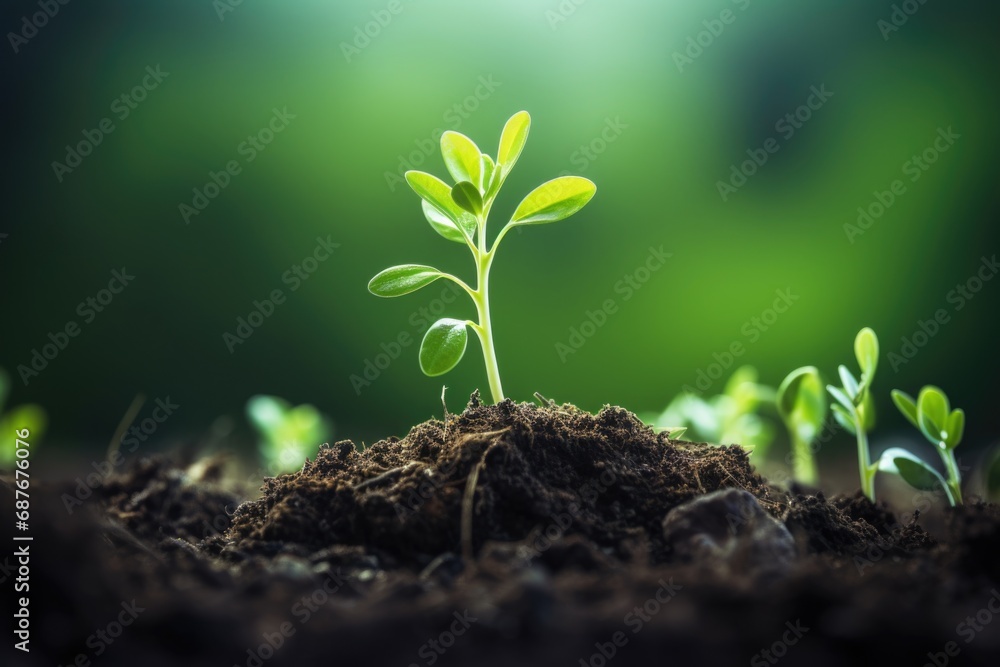 A small plant emerges from the soil, symbolizing growth and new ...