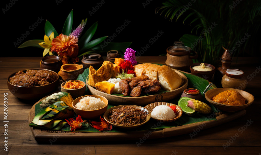 A Feast of Culinary Delights. A table topped with lots of different ...