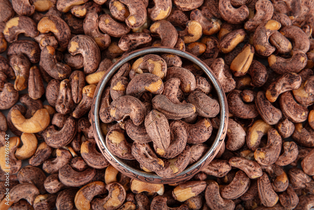 Baked Salted Cashews with Skin. Cashew nut salty roasted food ...