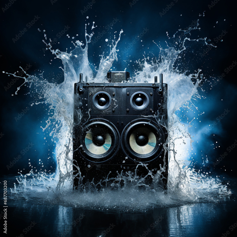 a series of close-ups of the speaker diaphragm during intense music ...