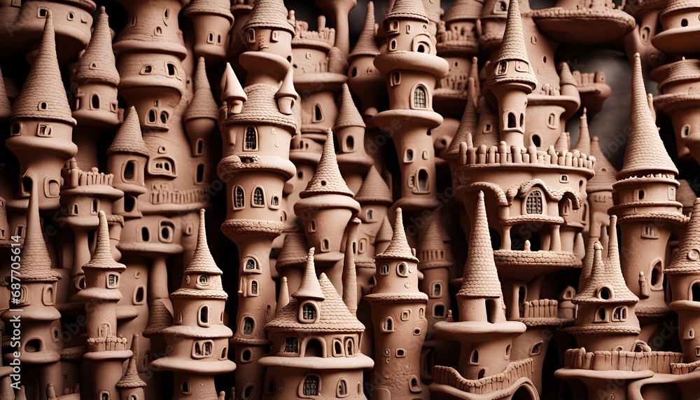 Wonderland Castle made of bizarre Eccentric Clay Pottery Stock ...