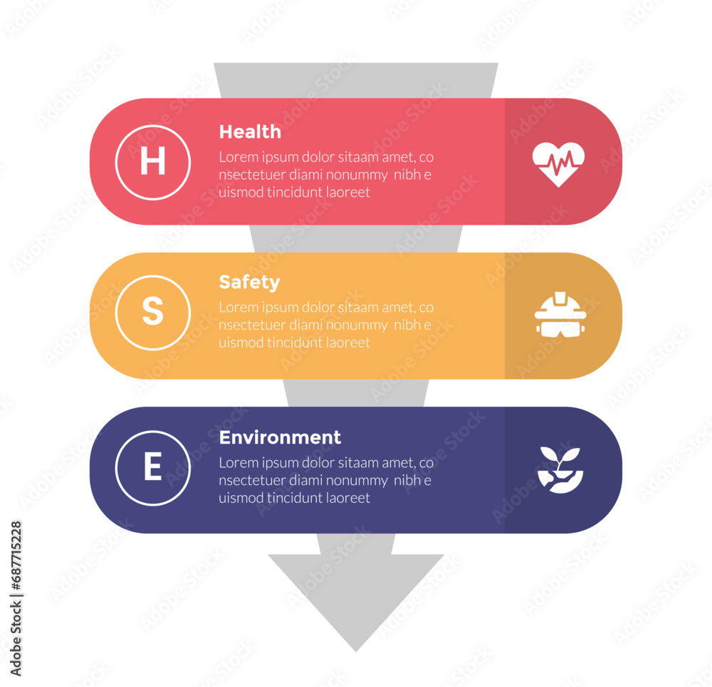 HSE health safety environments infographics template diagram with round ...