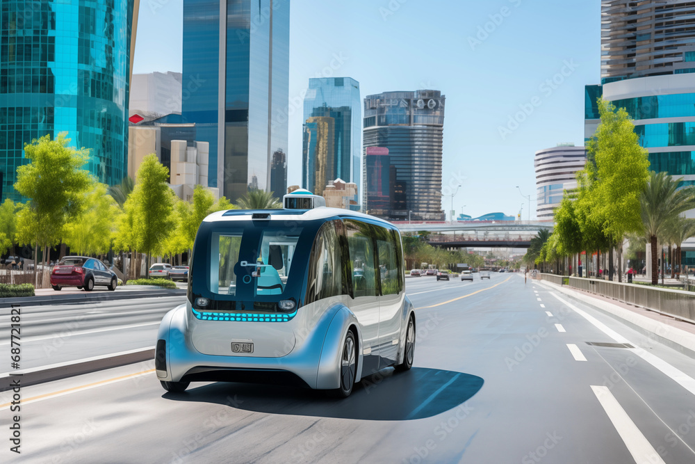 Autonomous vehicles navigating urban landscapes, leaving room for ...