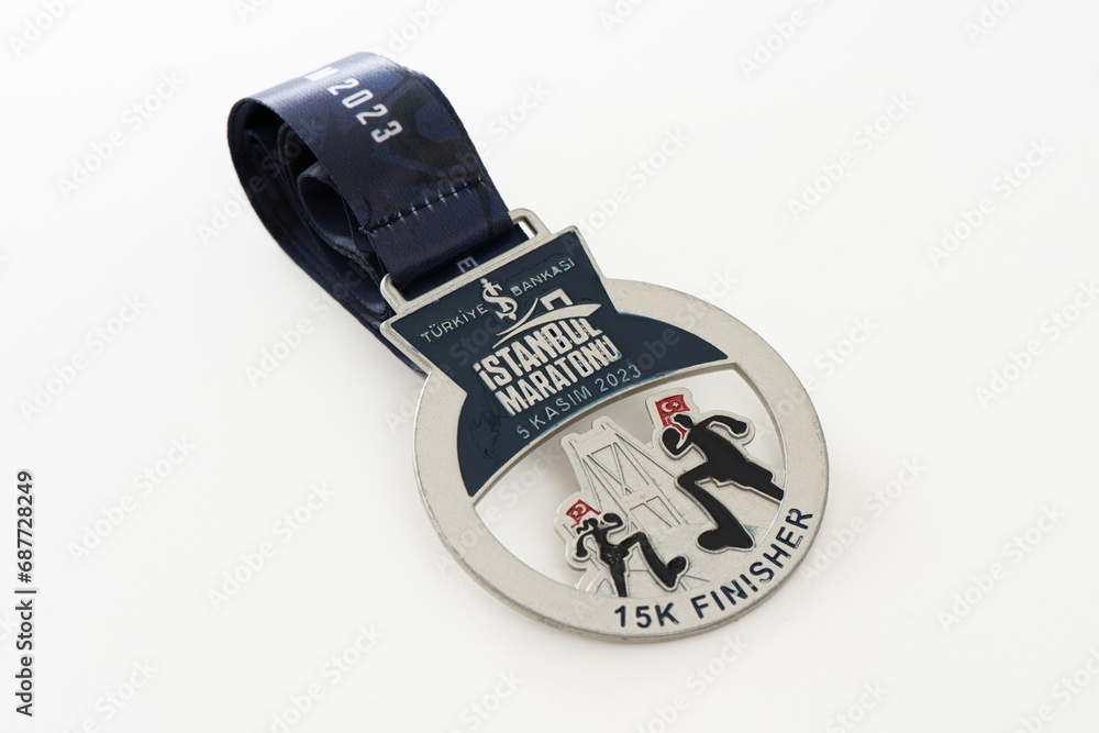 ISTANBUL, TURKEY - NOVEMBER 5, 2022: Istanbul Marathon finisher medal ...