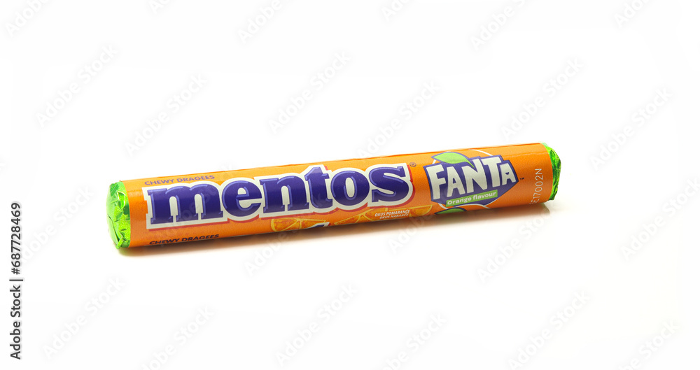 mentos fanta flavor dragees pack isolated on white background Stock ...