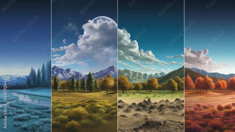 realistic scenes illustrating the reversal of climate patterns ...
