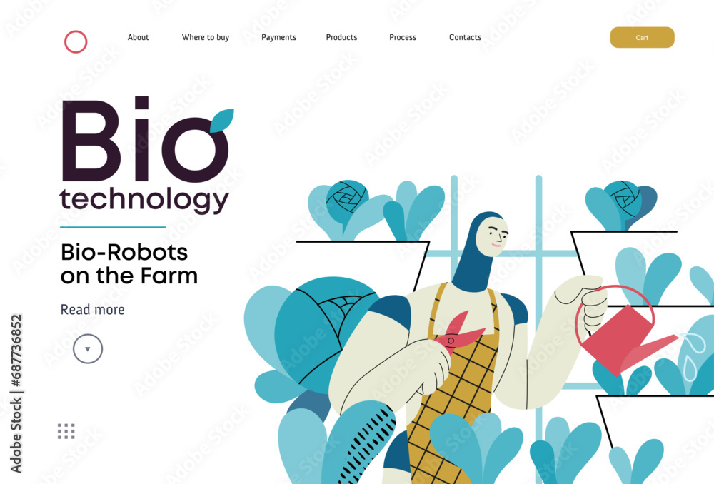Bio Technology, Robot on farm -modern flat vector concept illustration ...