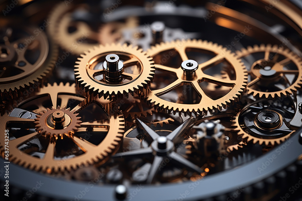 An intricate network of interconnected gears and cogs, symbolizing the ...
