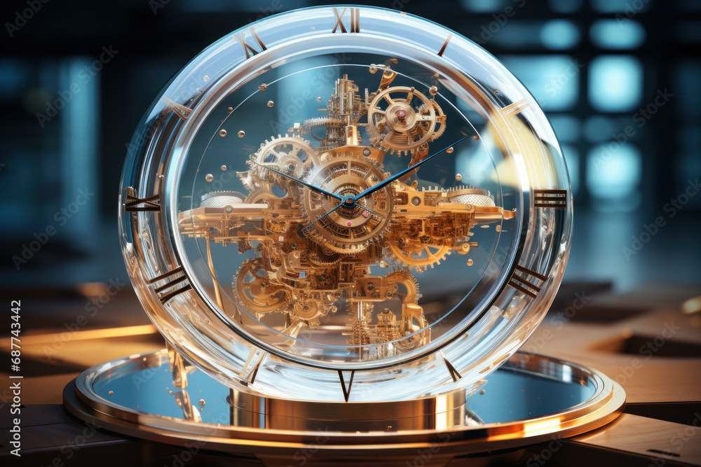 A clock made of floating and levitating elements, defying the laws of ...