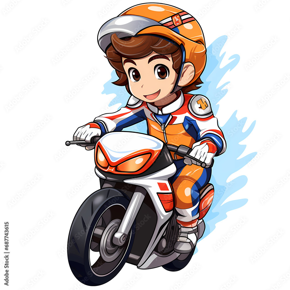 Cute Boy Racer Motorcycle Clipart Illustration Stock Illustration ...