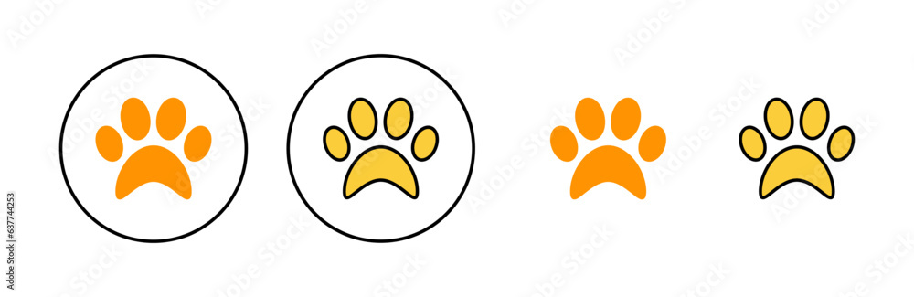 Paw icon set for web and mobile app. paw print sign and symbol. dog or ...