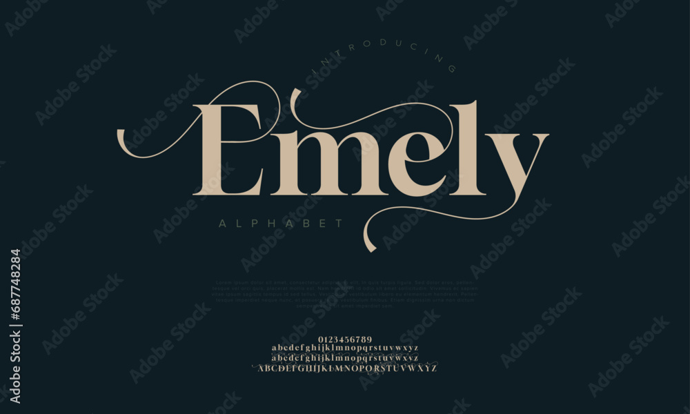 Emely premium luxury elegant alphabet letters and numbers. Elegant ...