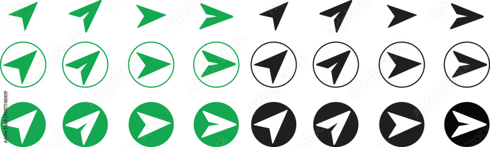 Fill Messages send icons Set. Direct messages or DM vector symbols. Send post or mail or email ...