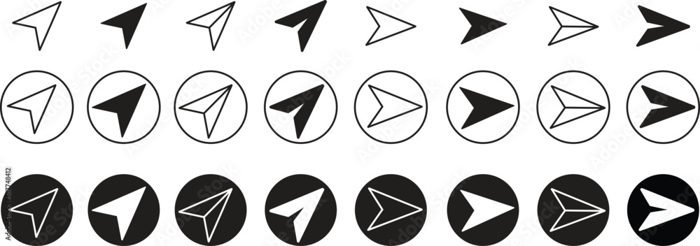 Black Flat Message send icons Set. Direct messages or DM symbols ...