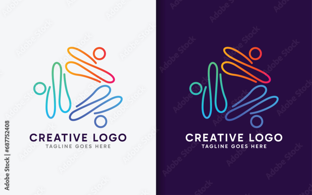 Connecting People Group Logo Design with Colorful People Shape ...