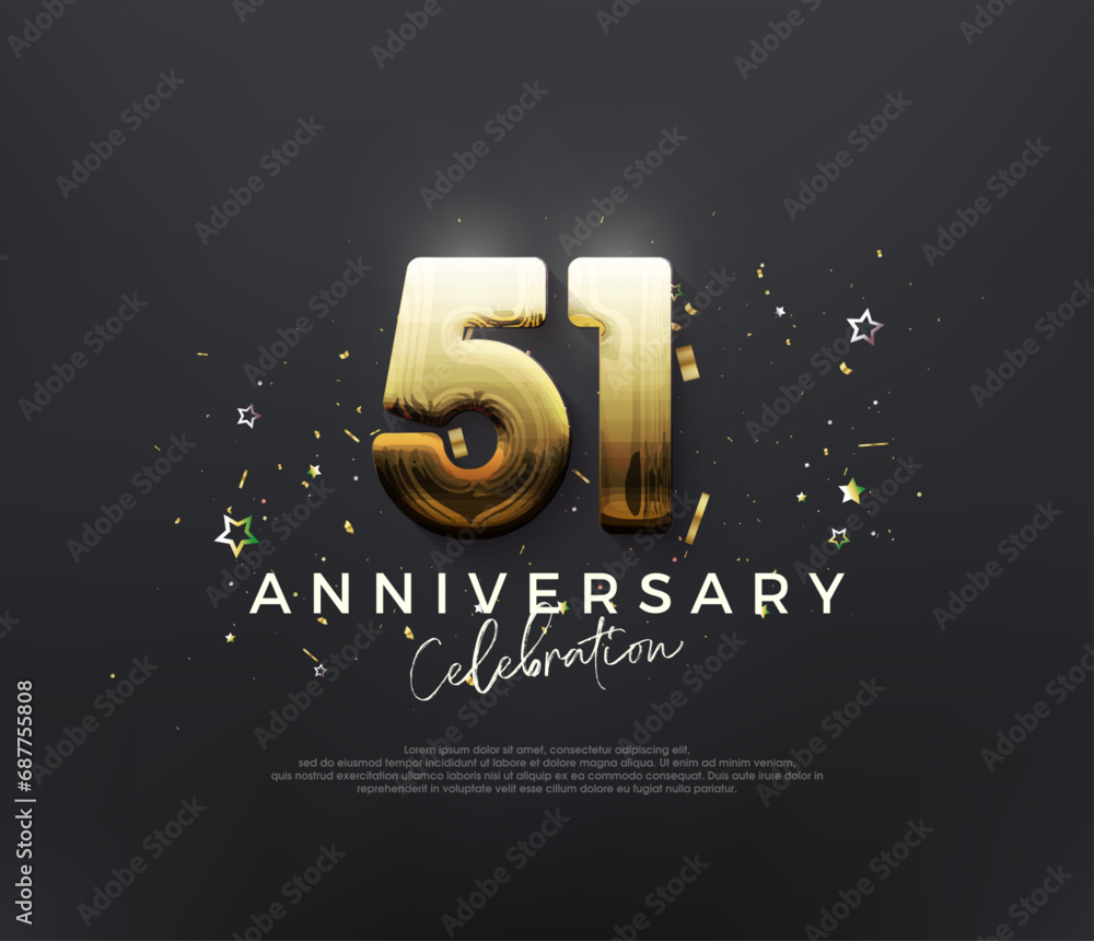 51st anniversary celebration, with shiny gold numbers on a black ...