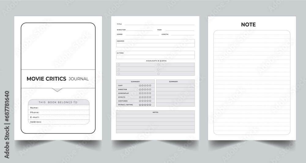 Editable Daily Movie Critics Journal Planner Kdp Interior printable ...
