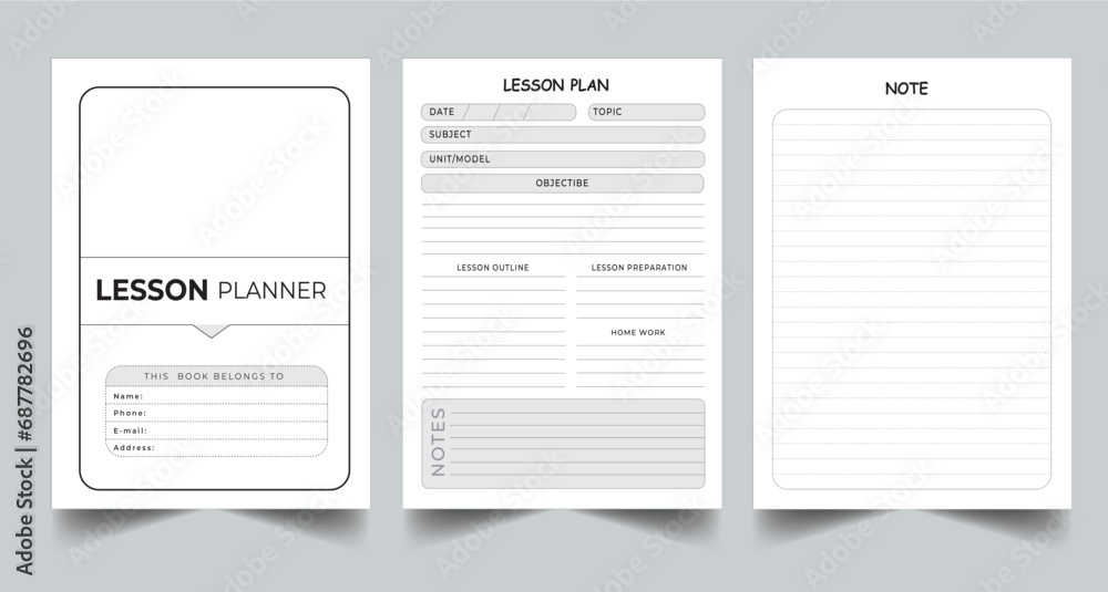 Editable Daily Lesson Planner Kdp Interior printable template Design ...