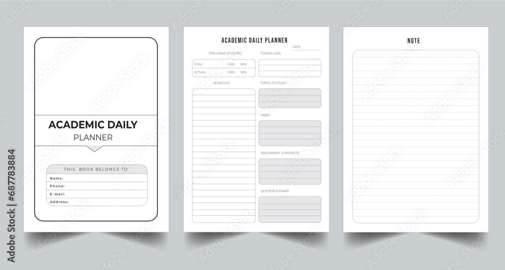 Editable Academic Daily Planner Kdp Interior printable template Design ...