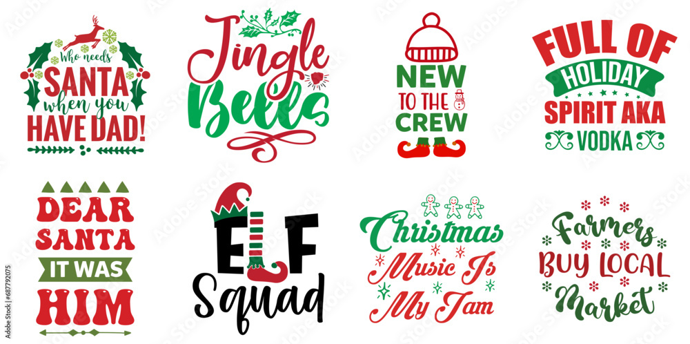 Merry Christmas and Winter Hand Lettering Set Christmas Vector ...