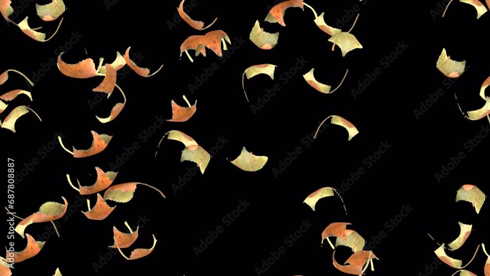 Vidéo Stock Wind leaves golden LOOP TILE Swirl with alpha. This 3d ...