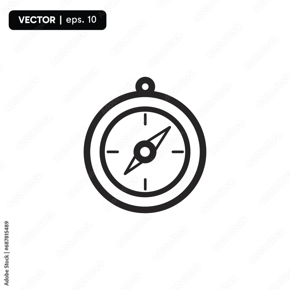 PrinLine Compass icon isolated on white background. Outline symbol for ...