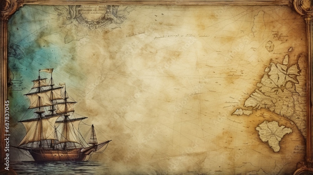 old nautical treasure vintage map theme background Stock Photo | Adobe ...