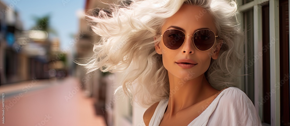 In the scorching heat of summer, a striking woman with her flowing ...