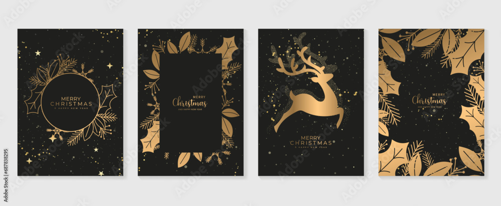 Elegant christmas invitation card art deco design vector. Luxury ...