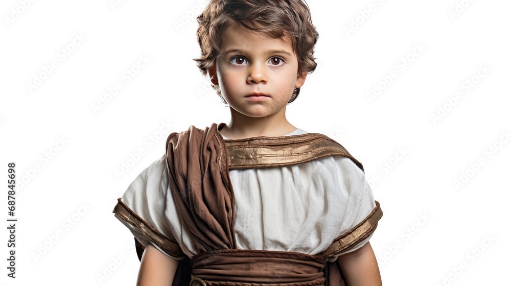 A little kid boy child wears ancient aged Roman clothing. Generative AI ...