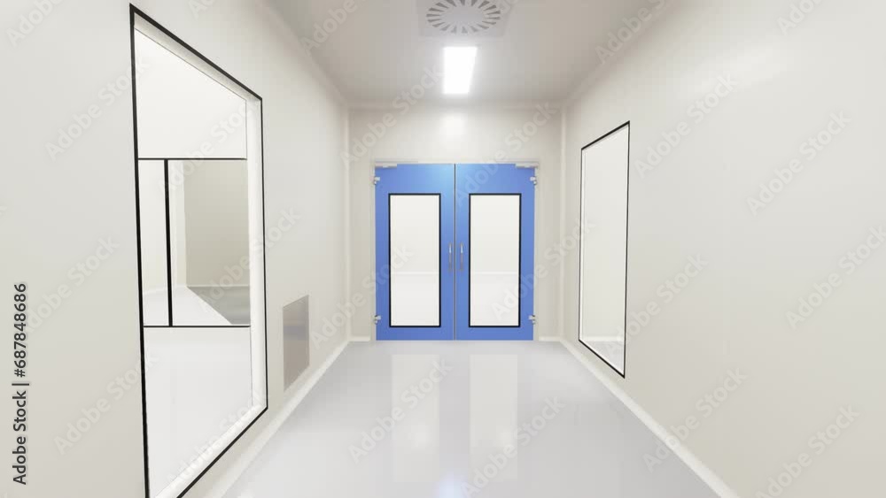 3d Rendering Clean room corridor pharmaceutical plant vídeo do Stock ...