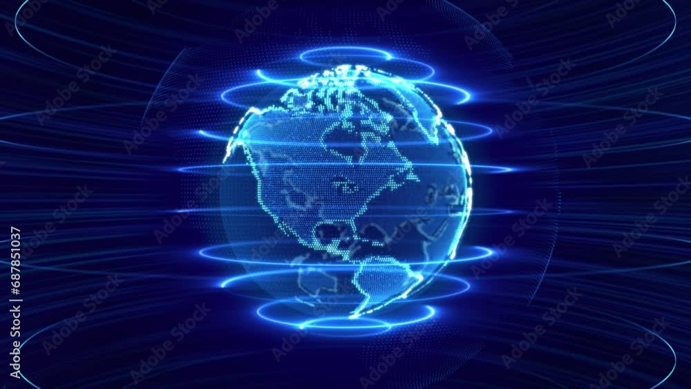 Digital Globe hologram hud earth map seamless rotating business ...