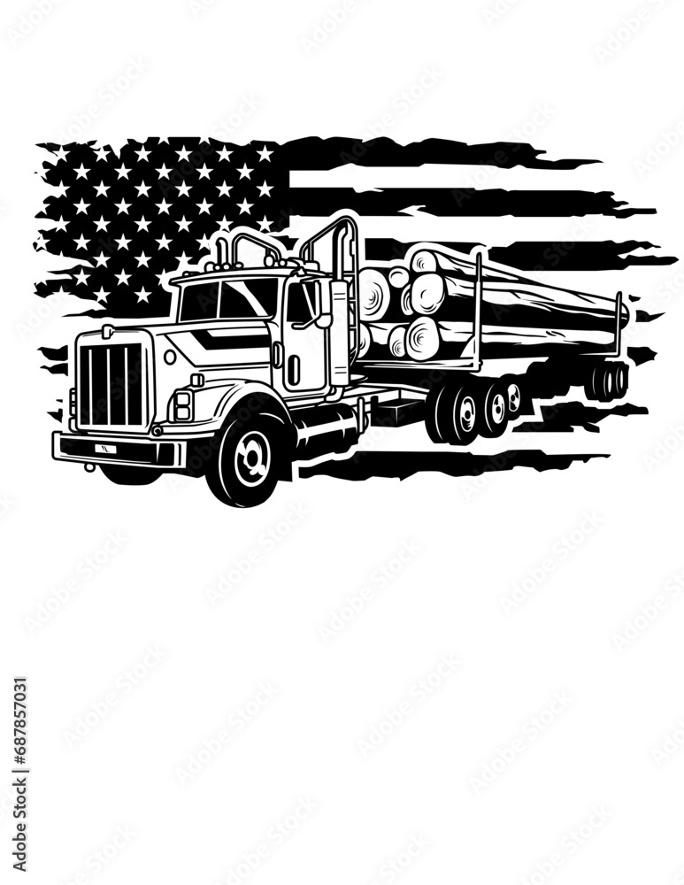 Vetor de Logging Truck Vector, Semi Truck Cutfile, Truck Clipart ...
