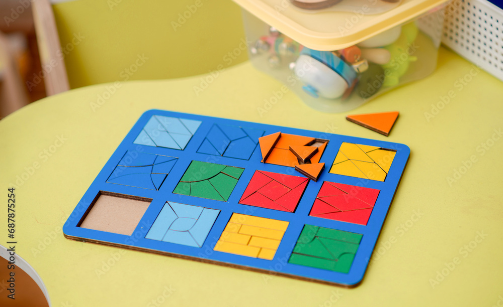 Study of color and shape. Matching game. Montessori methodology tool ...