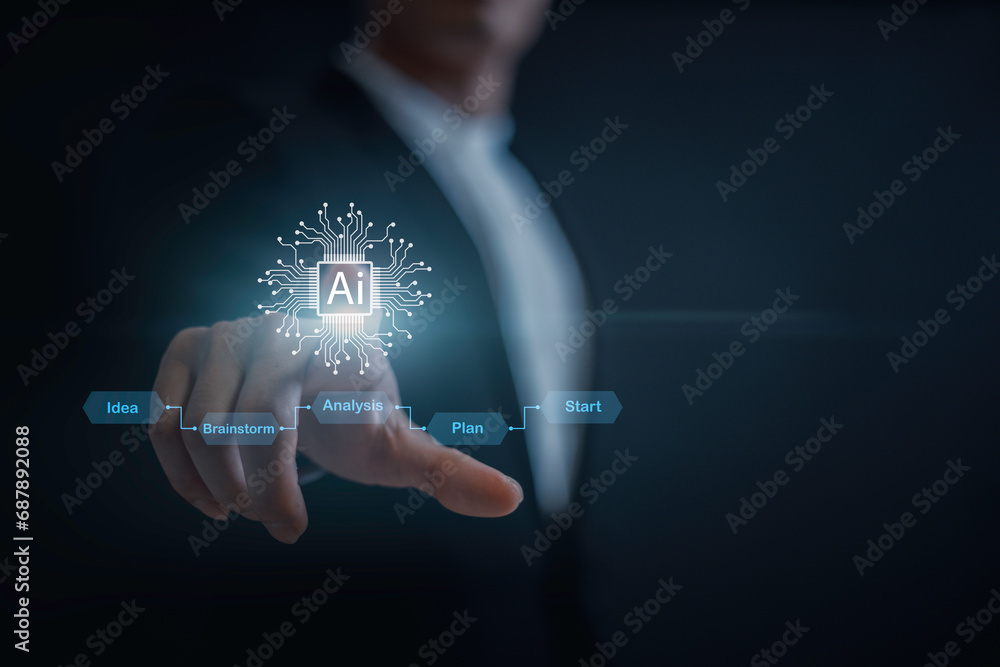 intelligent AI technology concept Humans work with artificial ...