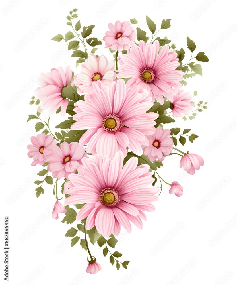 Charming Pink Daisy Chains Clipart, Floral Sublimation Pink Daisy ...