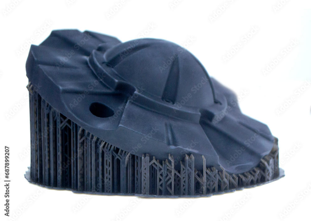Black abstract object printed on 3D printer from photopolymer isolated ...
