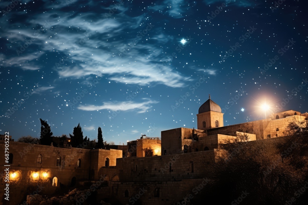 Bethlehems Radiant Star Illuminates Heavenly Night Sky Stock Photo ...