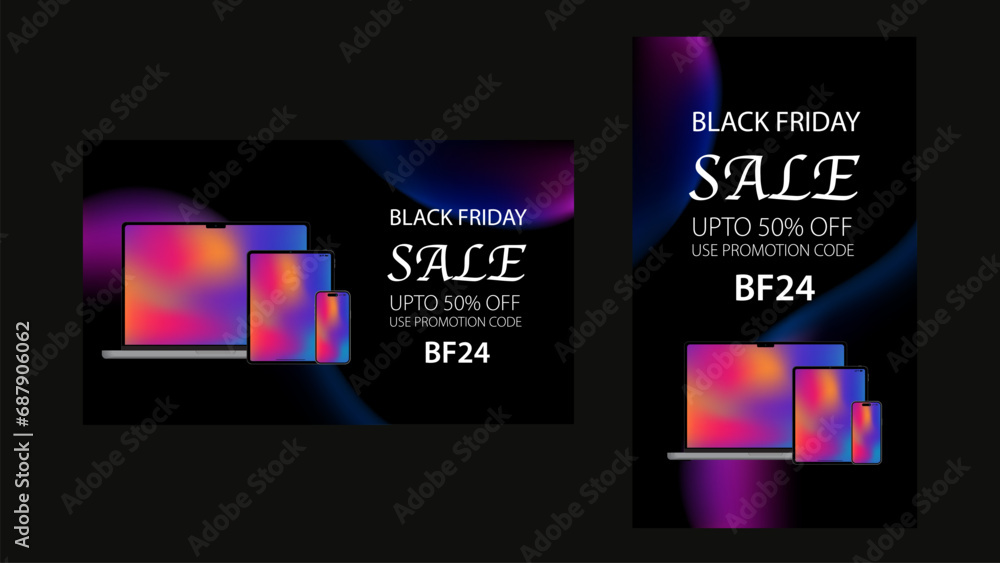 Realistic Smartphone, Laptop and Tablet Computer Promotion Banner ...