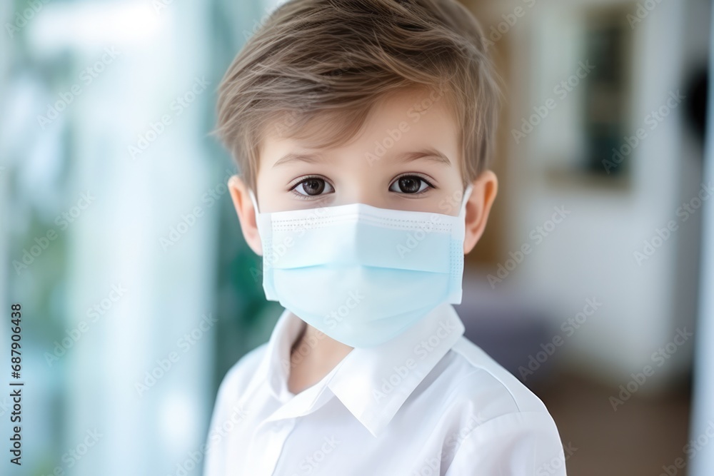 Child Wearing Doctor Uniform In Hospital Setting. Сoncept Cute Kid ...