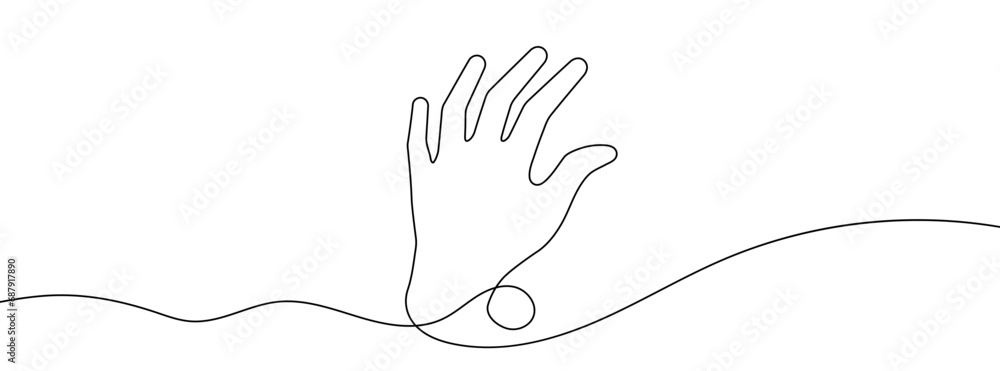 Continuous line drawing of hand. One line drawing background. Stock ...
