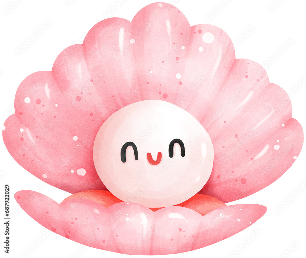 Cute pearl under the sea watercolor illustration Stock Illustration ...