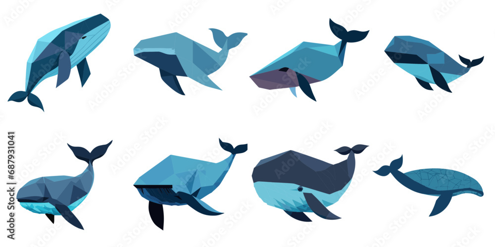 Vector illustration of multiple polygons whale Stock Vector | Adobe Stock