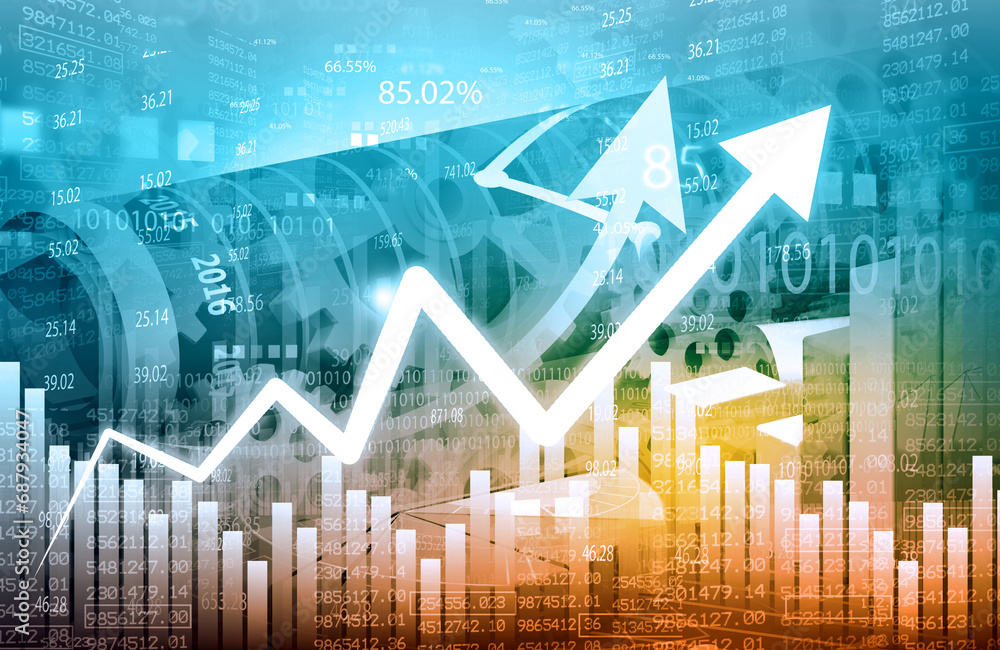 Stock market growth graph. 3d illustration. Stock Illustration | Adobe ...