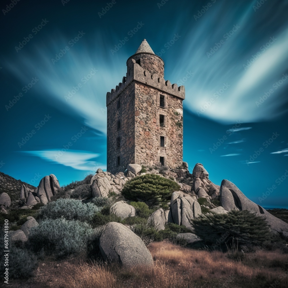 Campanella tower, one of the Genoese towers of Corsica island ...