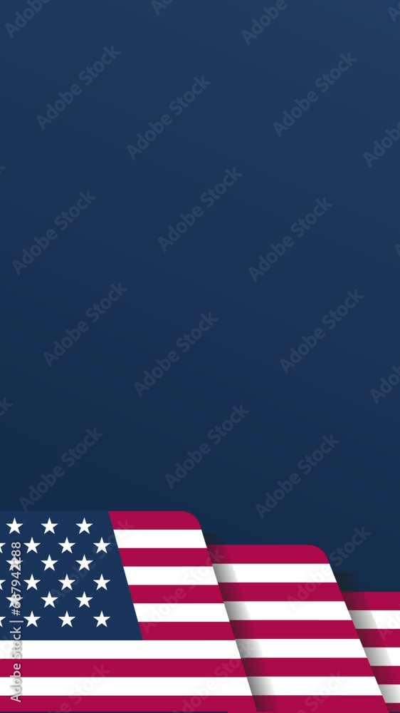 Animated American flag on dark blue gradient background With Copy Space ...