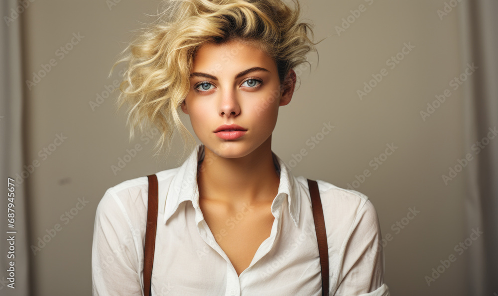 Stylish Western European non-binary individual in their 20s with short ...