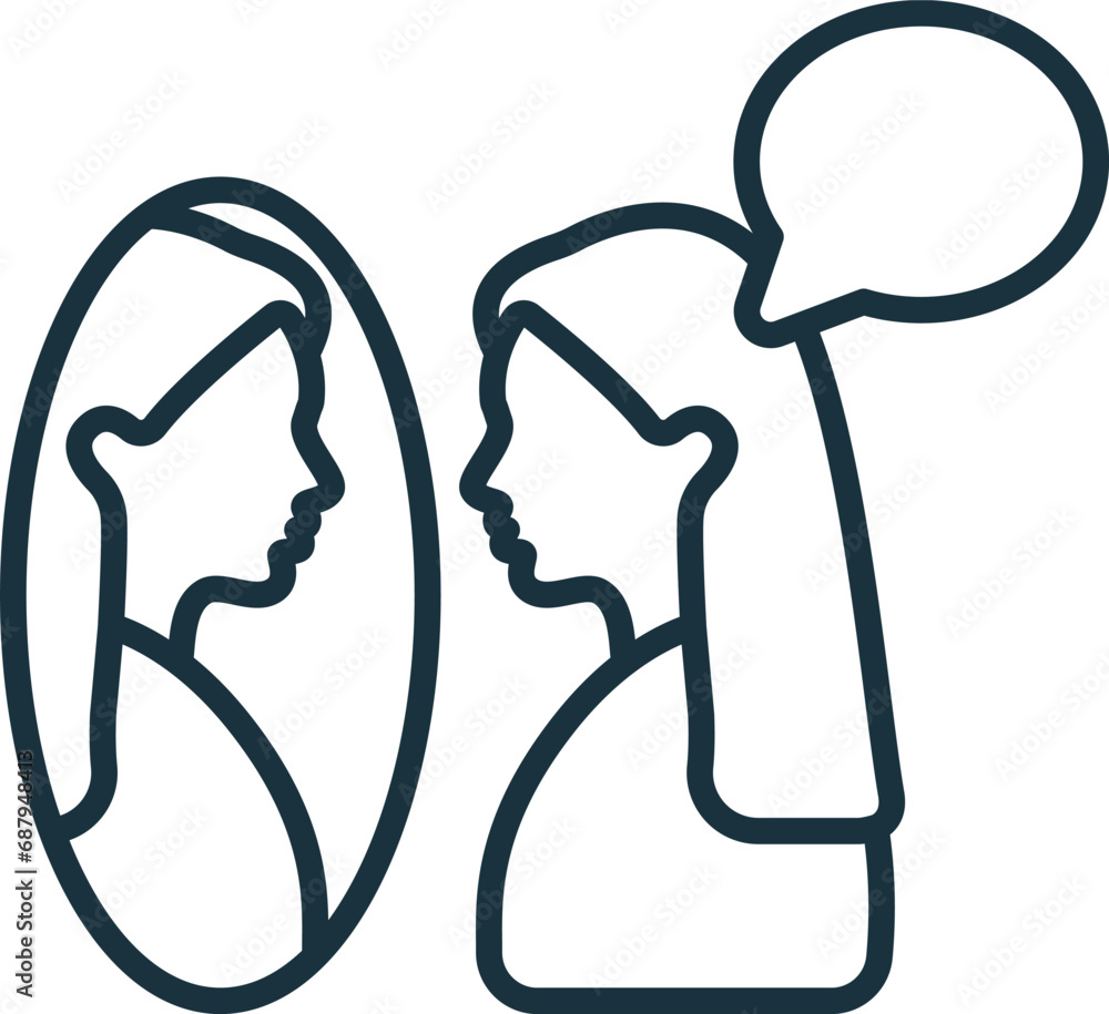 Self-reflection outline icon. Monochrome simple sign from mental health ...