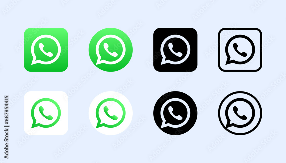 Whats App social media logos. Set of logos for social media Whats App ...